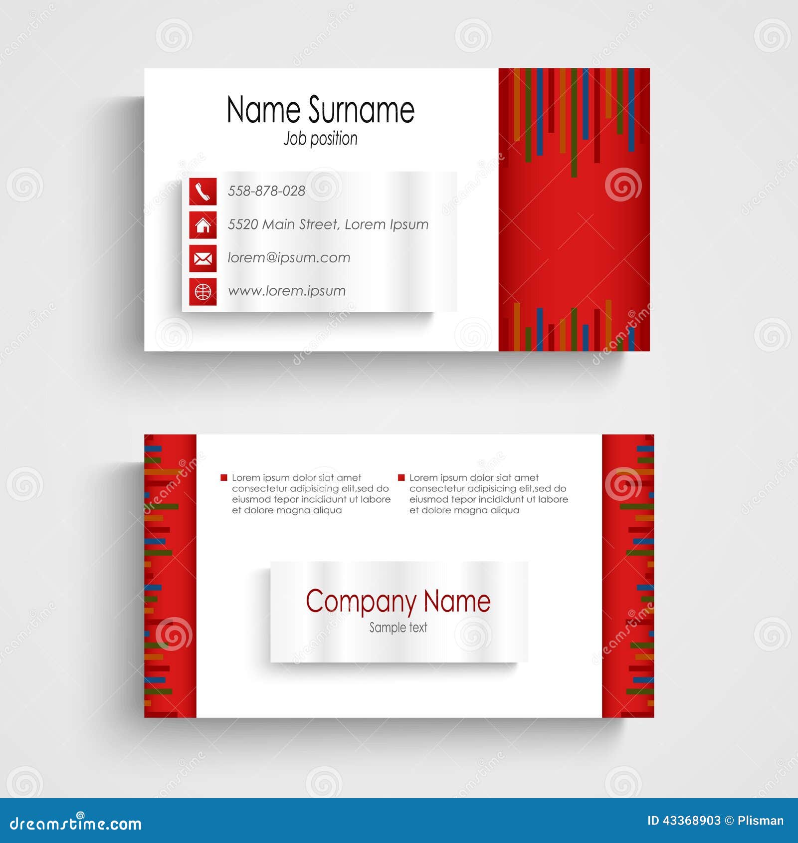 Modern Red Light Business Card Template Stock Vector - Illustration of ...