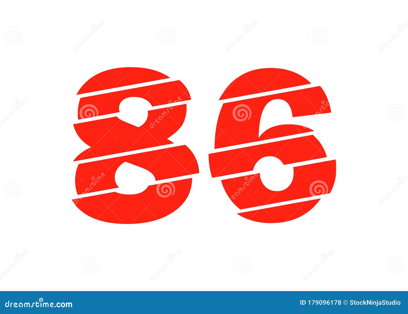 Modern Red 86 Number Design Vector Illustration. Numeral Vector Trendy ...