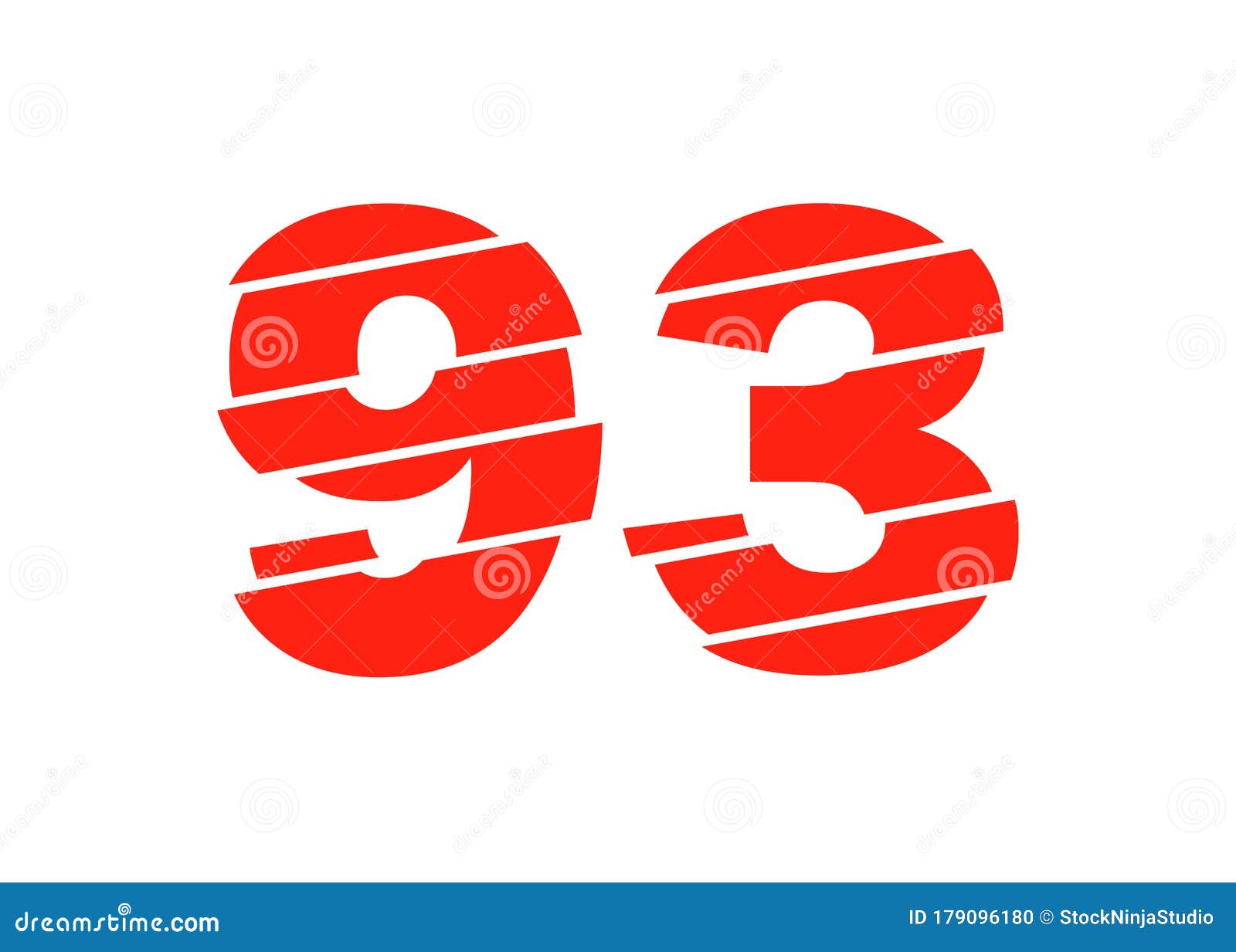 Modern Red 93 Number Design Vector Illustration. Numeral Vector Trendy ...