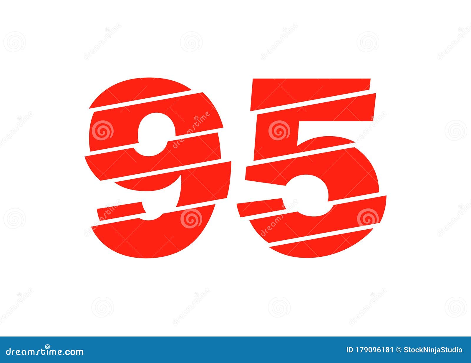 Modern Red 95 Number Design Vector Illustration. Numeral Vector Trendy ...