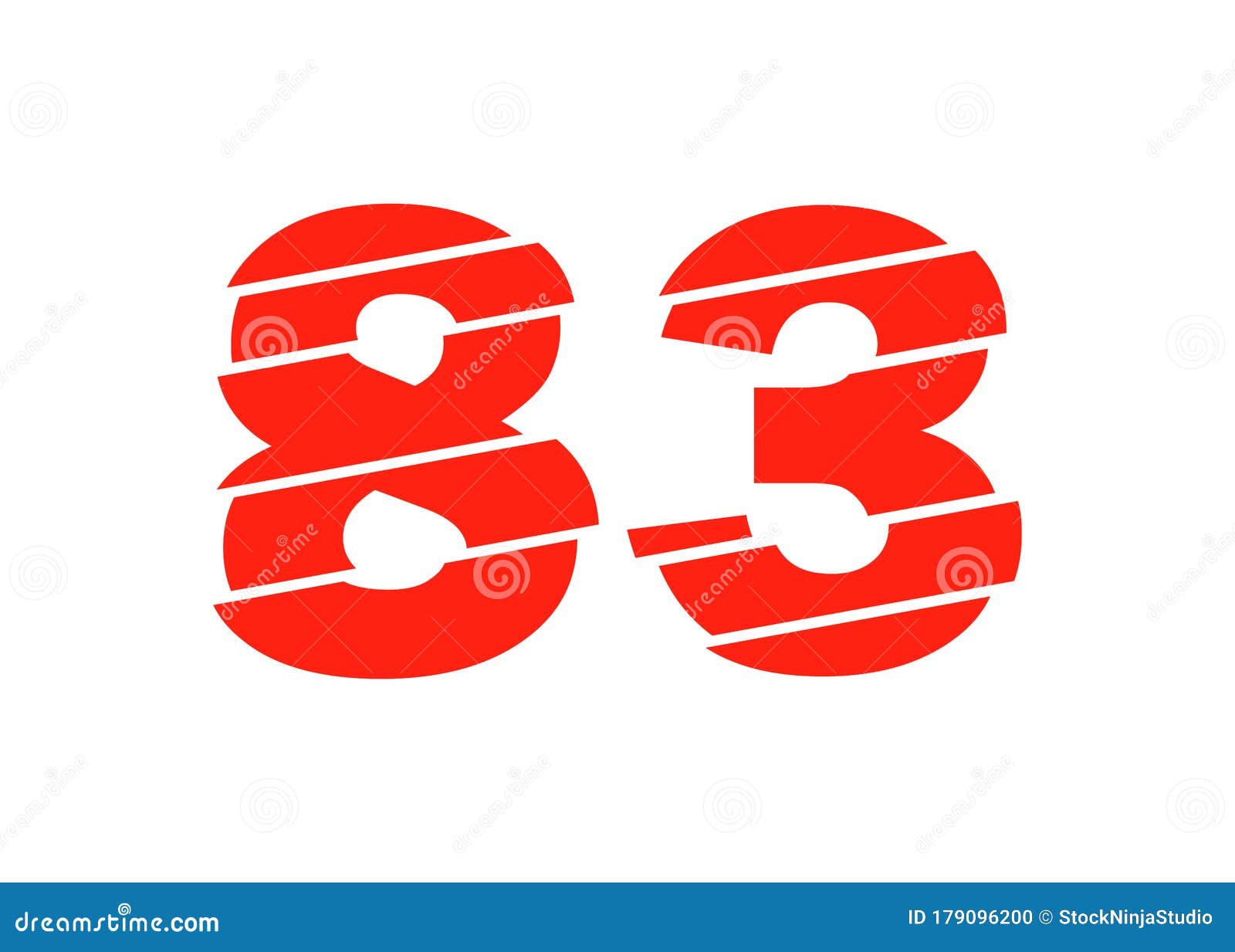Modern Red 83 Number Design Vector Illustration. Numeral Vector Trendy ...