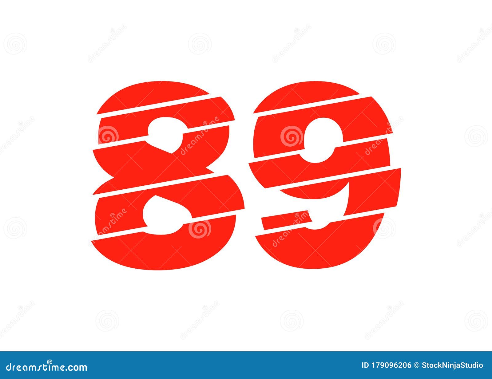 Modern Red 89 Number Design Vector Illustration. Numeral Vector Trendy ...
