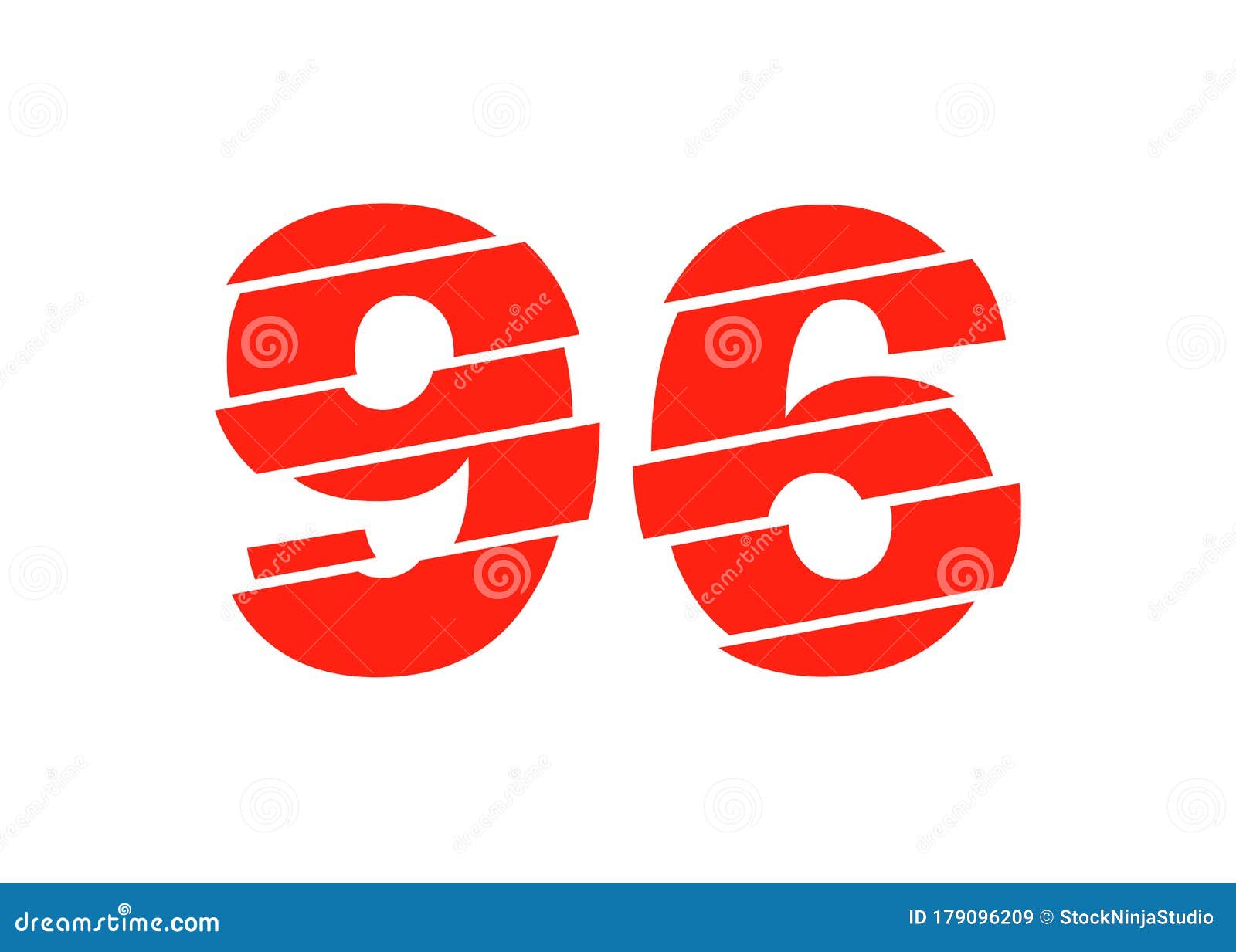 Modern Red 96 Number Design Vector Illustration. Numeral Vector Trendy ...