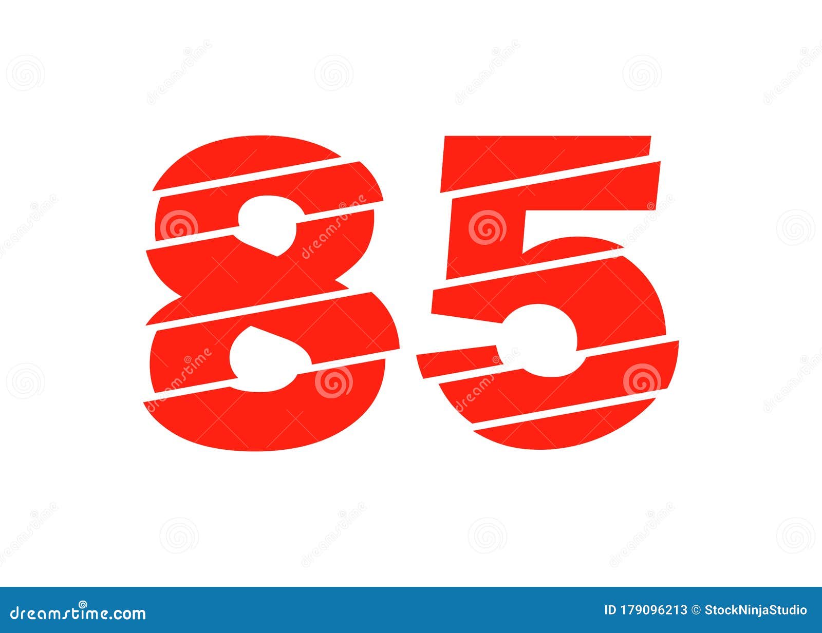 Modern Red 85 Number Design Vector Illustration. Numeral Vector Trendy ...