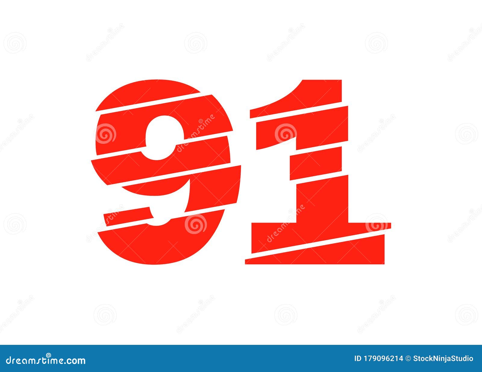 Modern Red 91 Number Design Vector Illustration. Numeral Vector Trendy ...