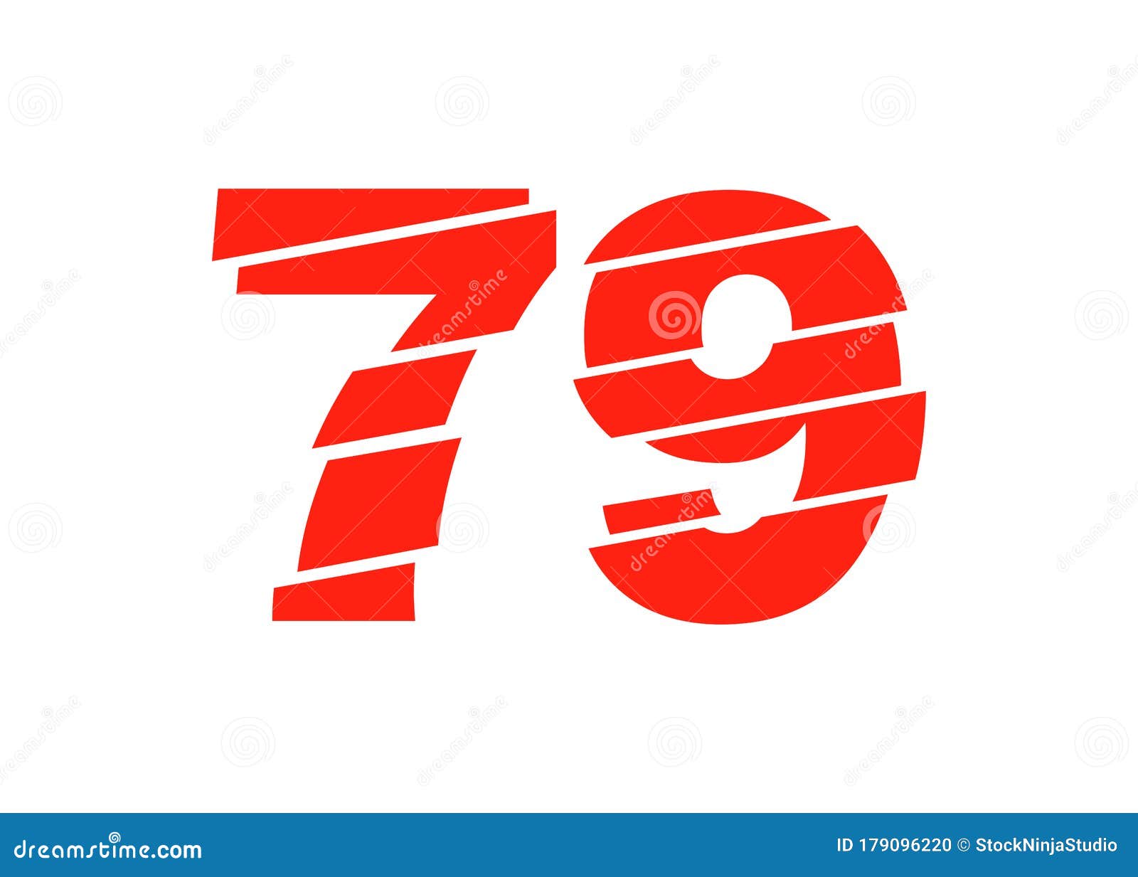 Modern Red 79 Number Design Vector Illustration. Numeral Vector Trendy ...