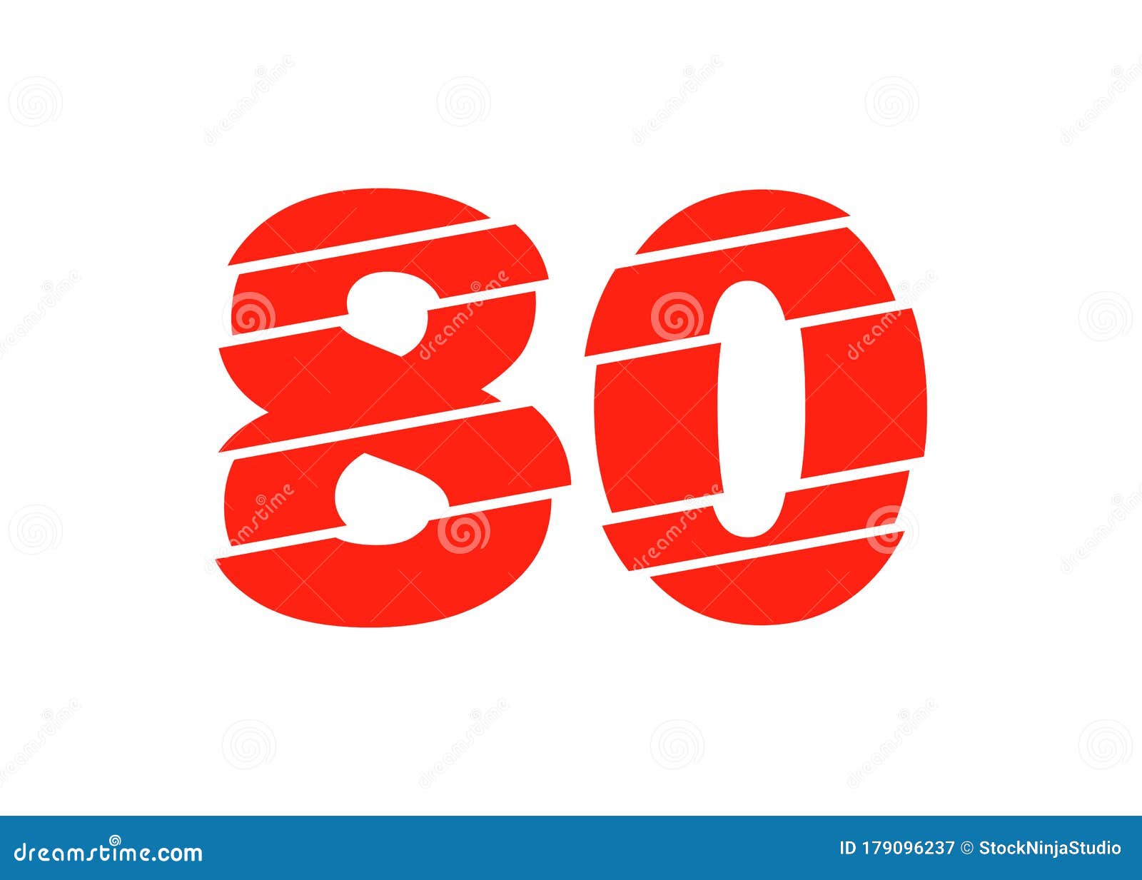 Modern Red 80 Number Design Vector Illustration. Numeral Vector Trendy ...