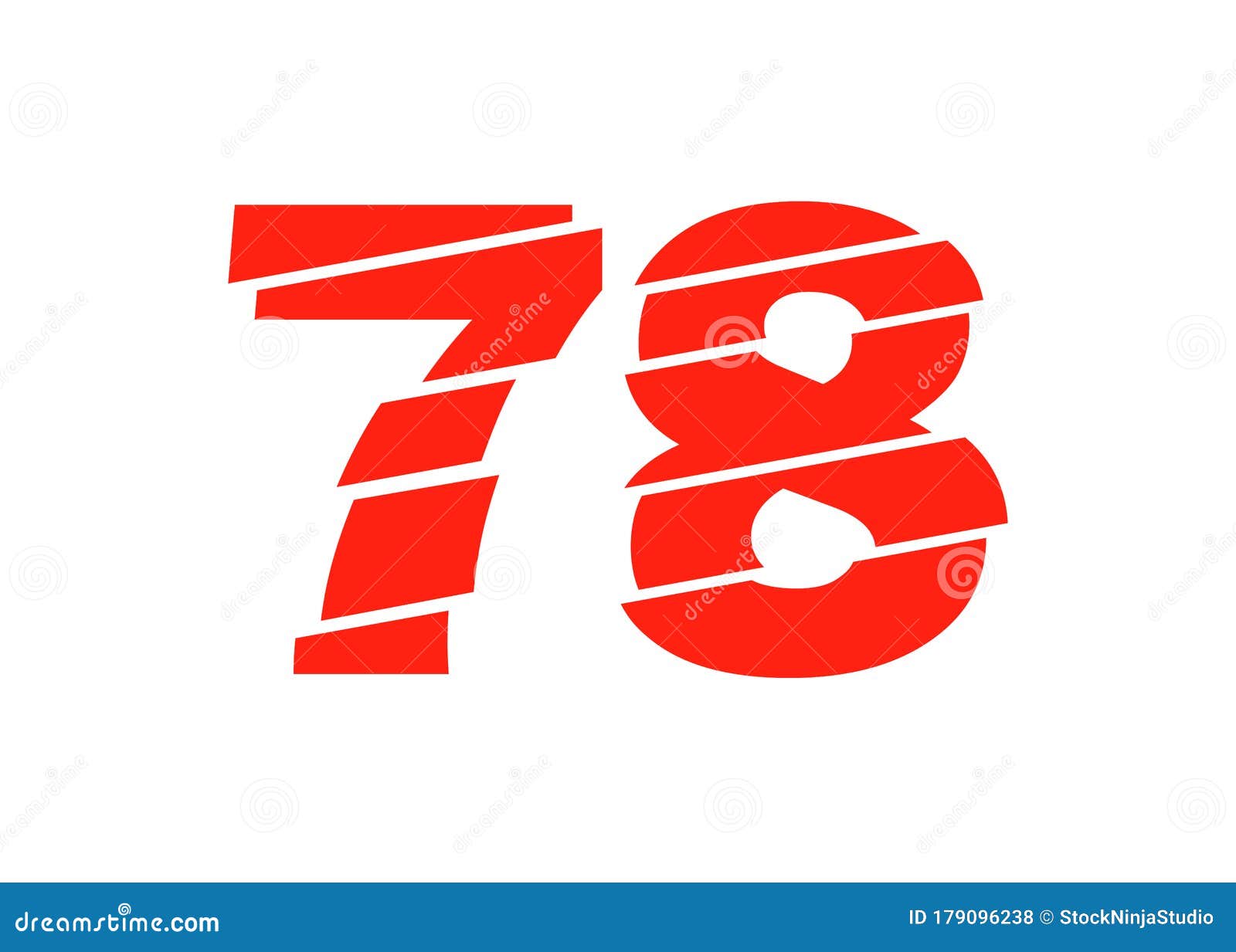Modern Red 78 Number Design Vector Illustration. Numeral Vector Trendy ...