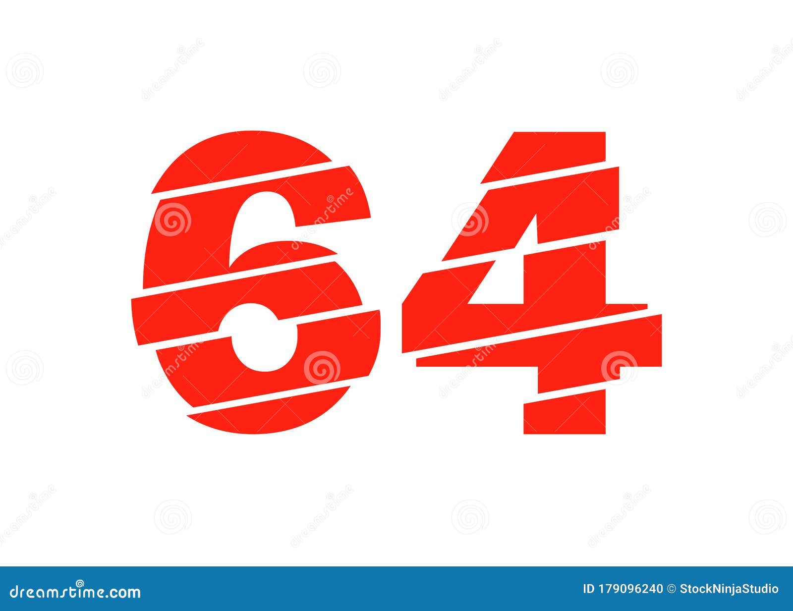 Modern Red 64 Number Design Vector Illustration. Numeral Vector Trendy ...