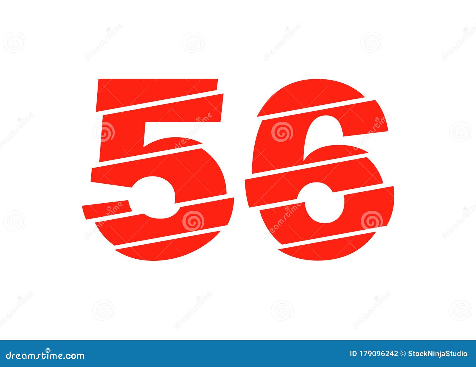 Modern Red 56 Number Design Vector Illustration. Numeral Vector Trendy ...