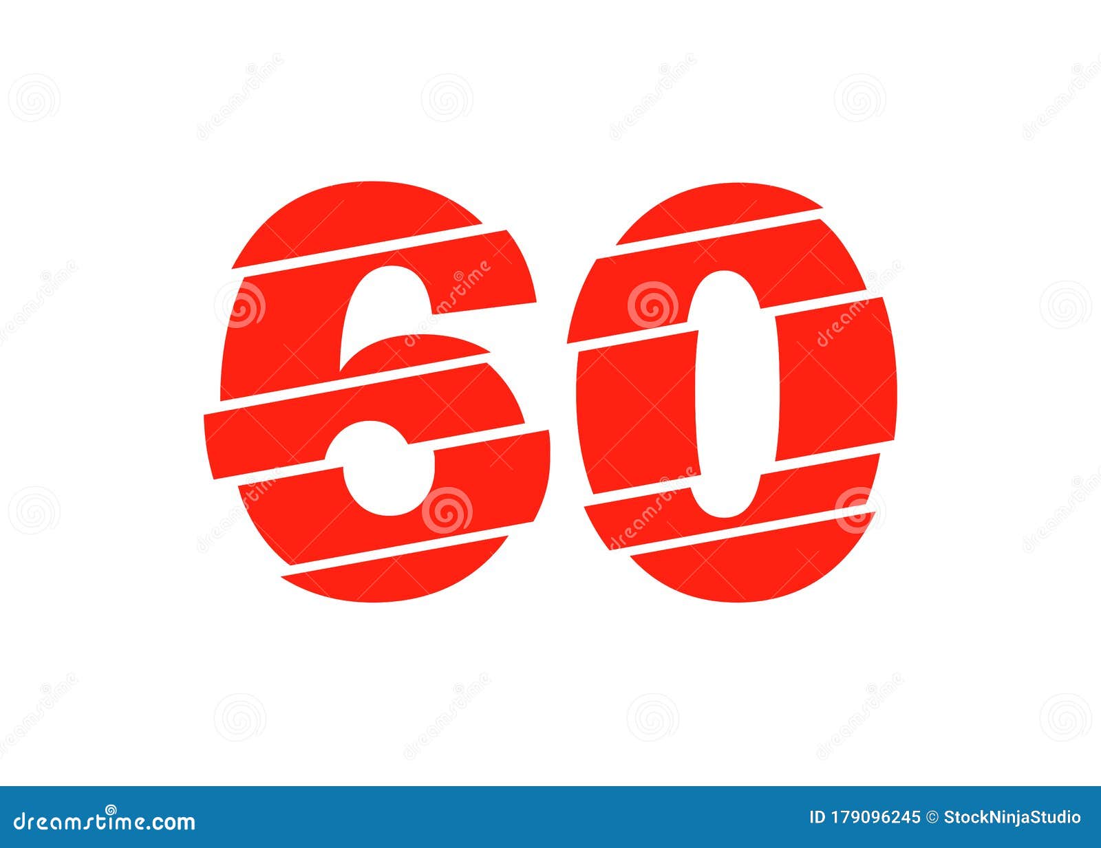 Modern Red 60 Number Design Vector Illustration. Numeral Vector Trendy ...