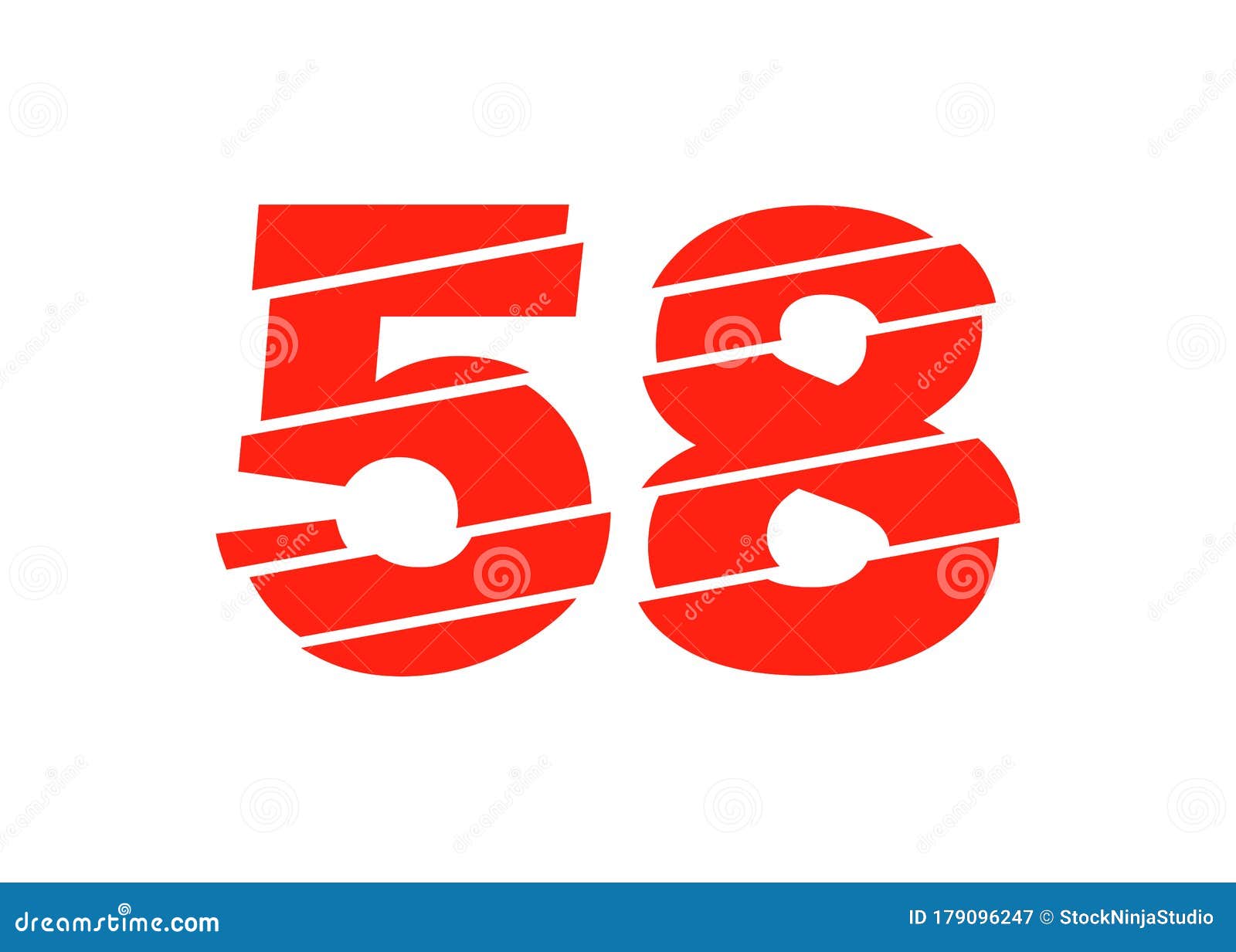 Modern Red 58 Number Design Vector Illustration. Numeral Vector Trendy ...