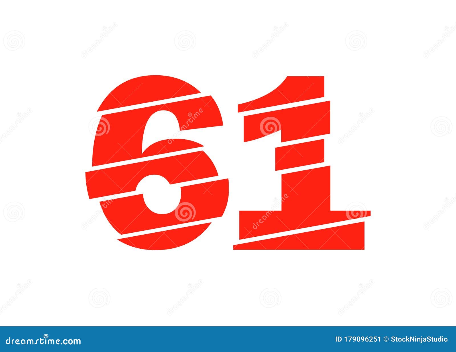 Modern Red 61 Number Design Vector Illustration. Numeral Vector Trendy ...