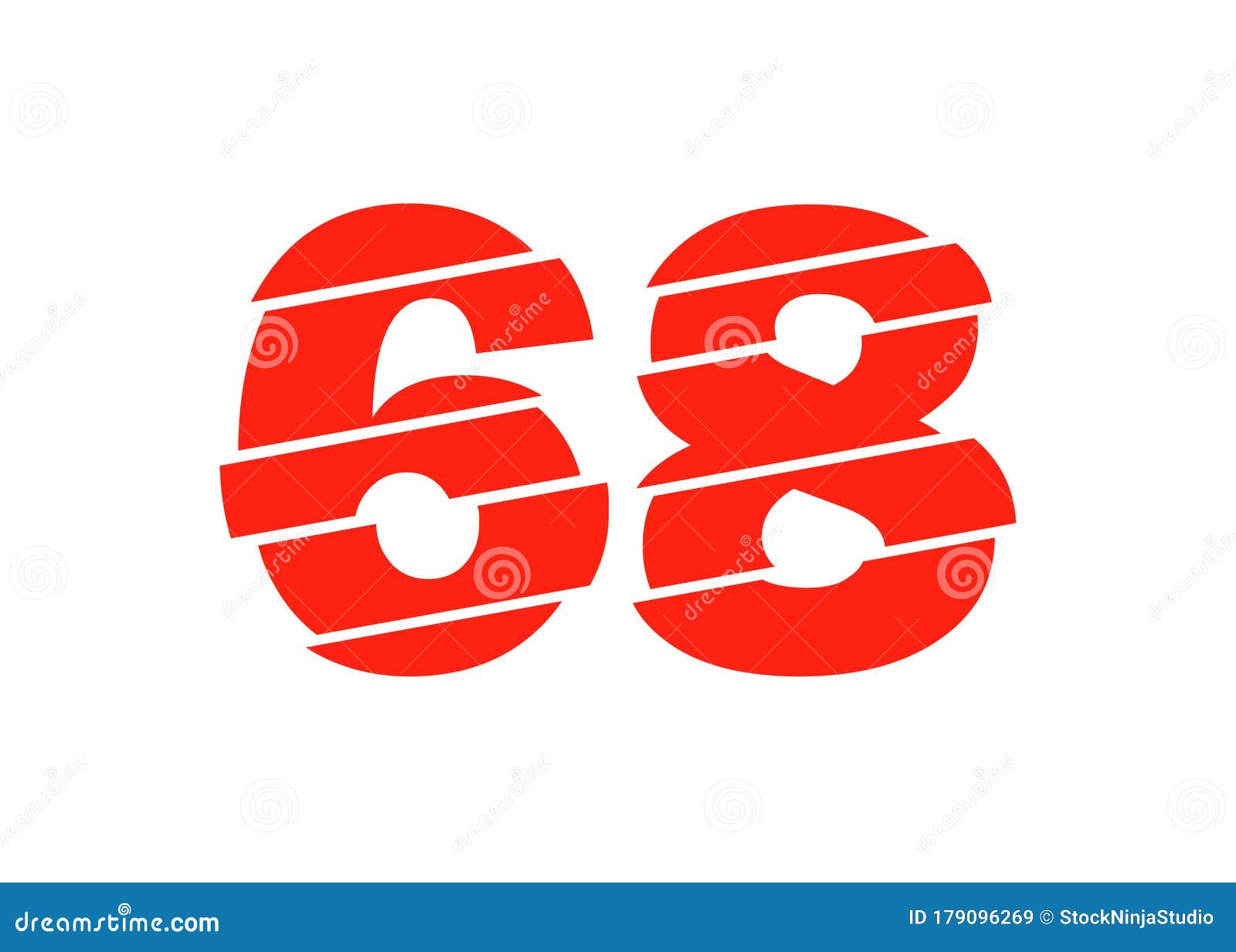 Modern Red 68 Number Design Vector Illustration. Numeral Vector Trendy ...