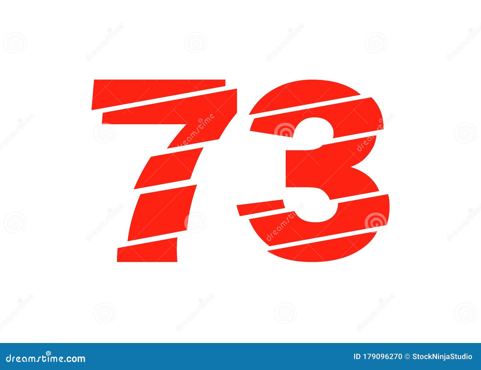 Modern Red 73 Number Design Vector Illustration. Numeral Vector Trendy ...