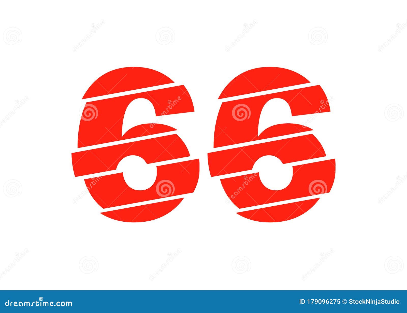 Modern Red 66 Number Design Vector Illustration. Numeral Vector Trendy ...