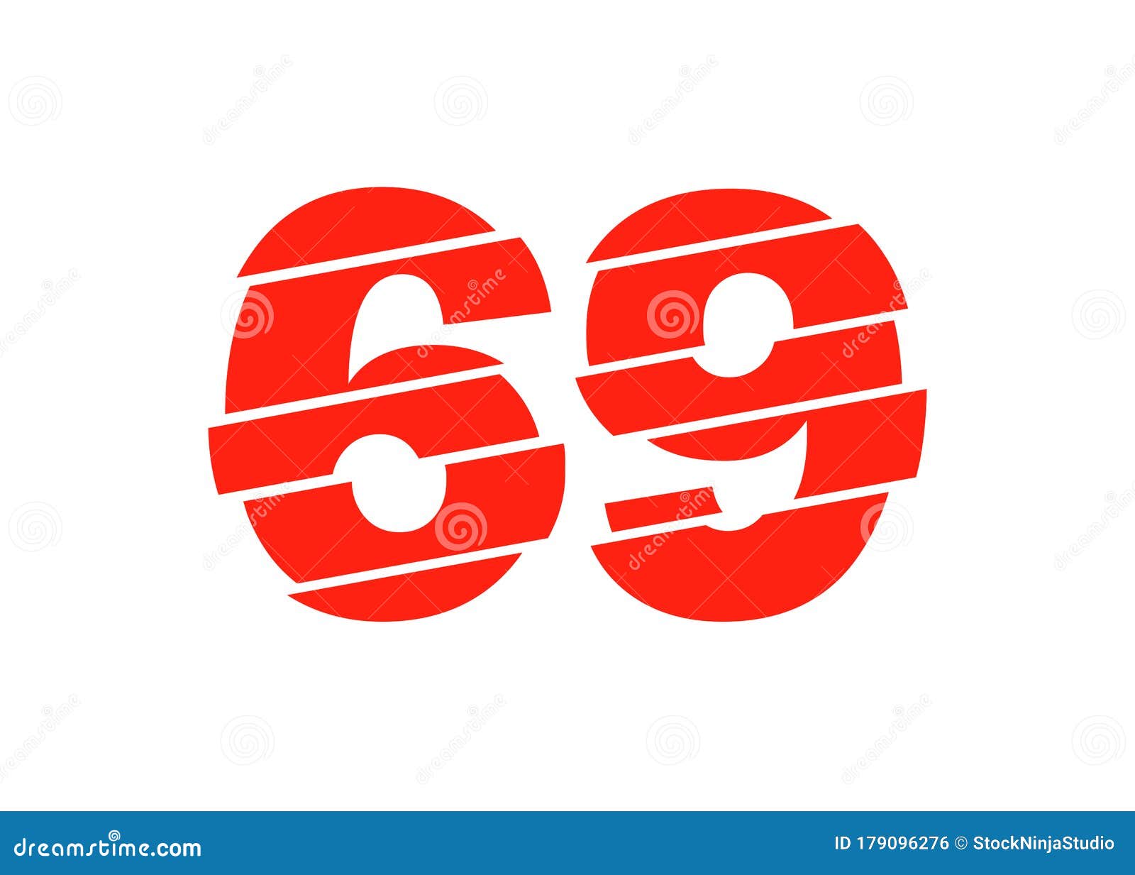 Modern Red 69 Number Design Vector Illustration. Numeral Vector Trendy ...