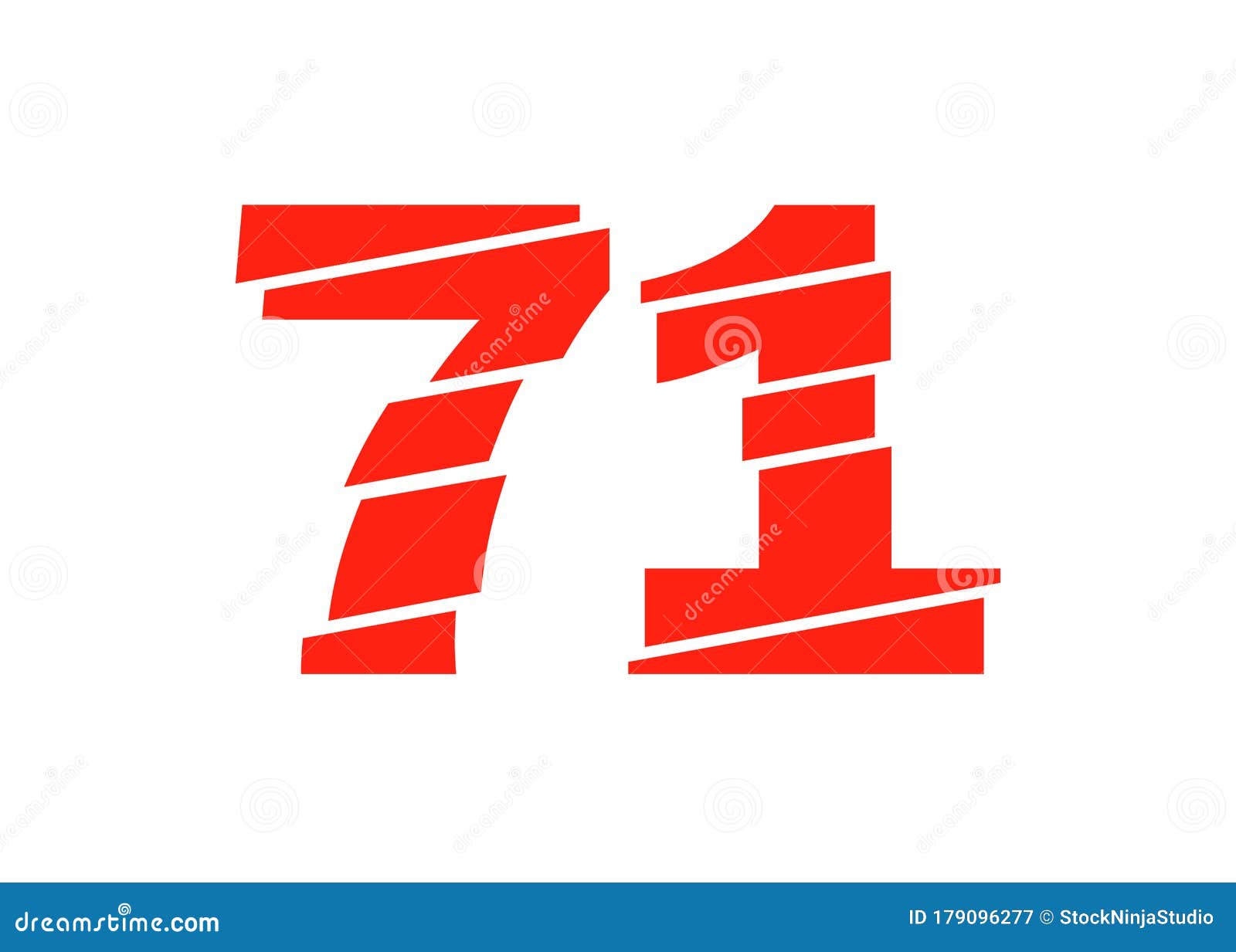 Modern Red 71 Number Design Vector Illustration. Numeral Vector Trendy ...