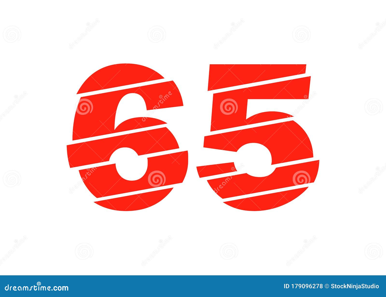 Modern Red 65 Number Design Vector Illustration. Numeral Vector Trendy ...