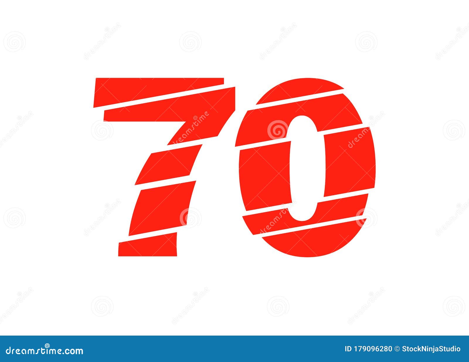 Modern Red 70 Number Design Vector Illustration. Numeral Vector Trendy ...