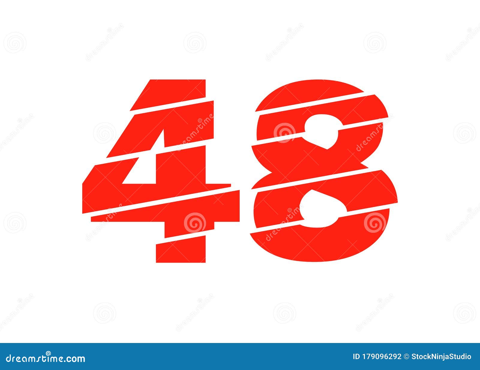 Modern Red 48 Number Design Vector Illustration. Numeral Vector Trendy ...