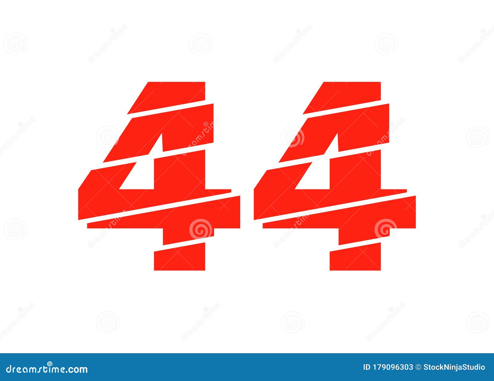 Modern Red 44 Number Design Vector Illustration. Numeral Vector Trendy ...