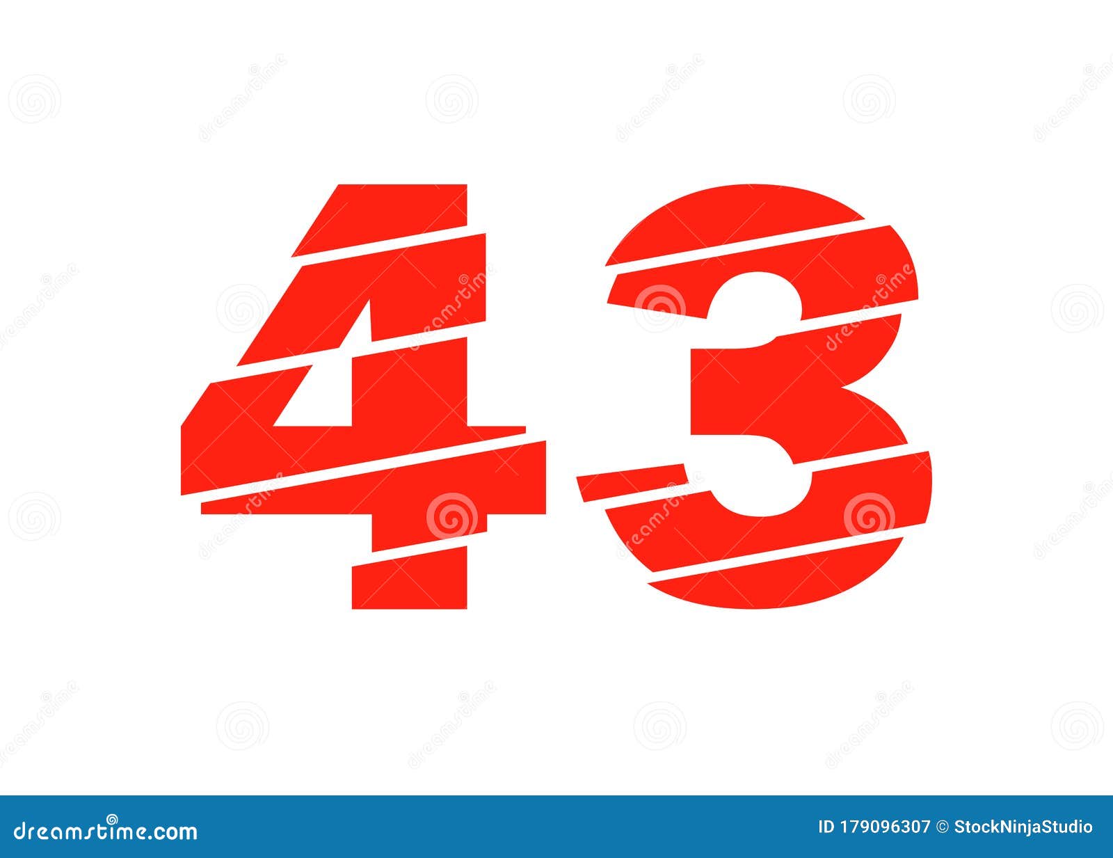 Modern Red 43 Number Design Vector Illustration. Numeral Vector Trendy ...