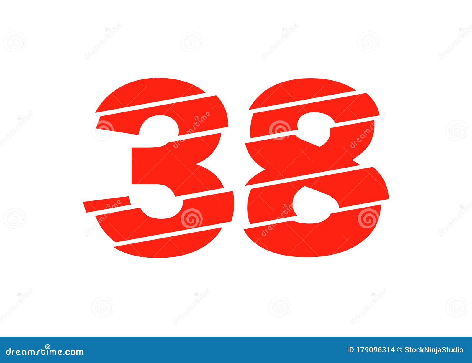 Modern Red 38 Number Design Vector Illustration. Numeral Vector Trendy ...