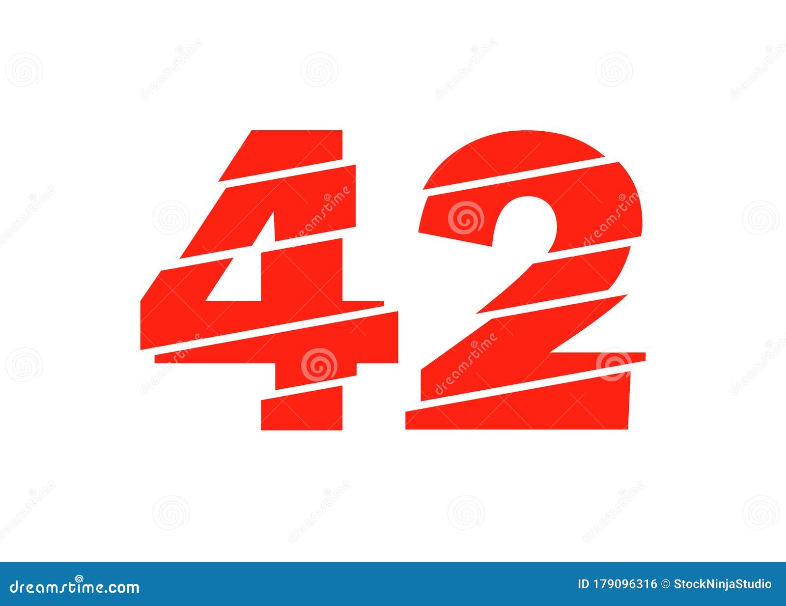 Modern Red 42 Number Design Vector Illustration. Numeral Vector Trendy ...