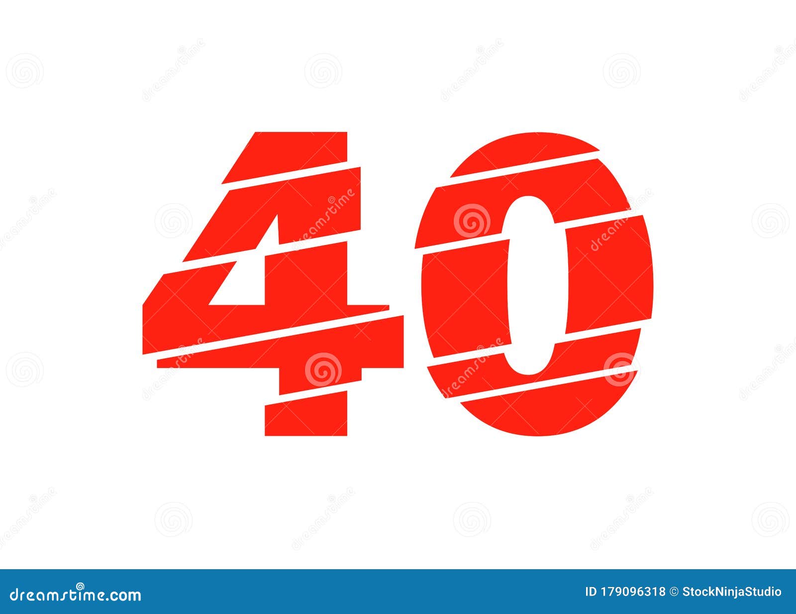 Modern Red 40 Number Design Vector Illustration. Numeral Vector Trendy ...