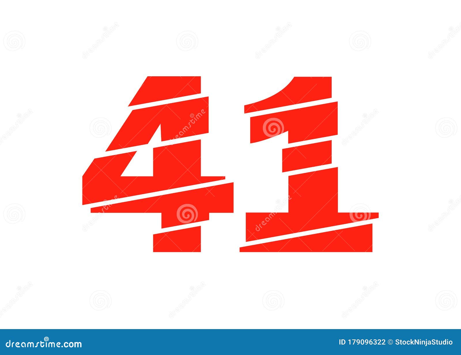 Modern Red 41 Number Design Vector Illustration. Numeral Vector Trendy ...