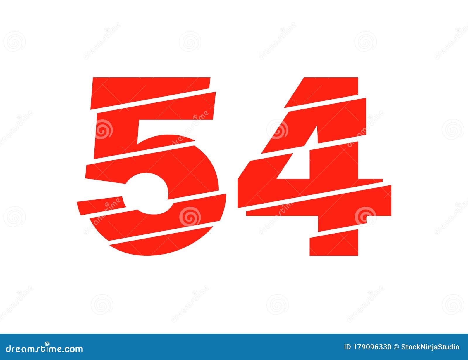 Modern Red 54 Number Design Vector Illustration. Numeral Vector Trendy ...