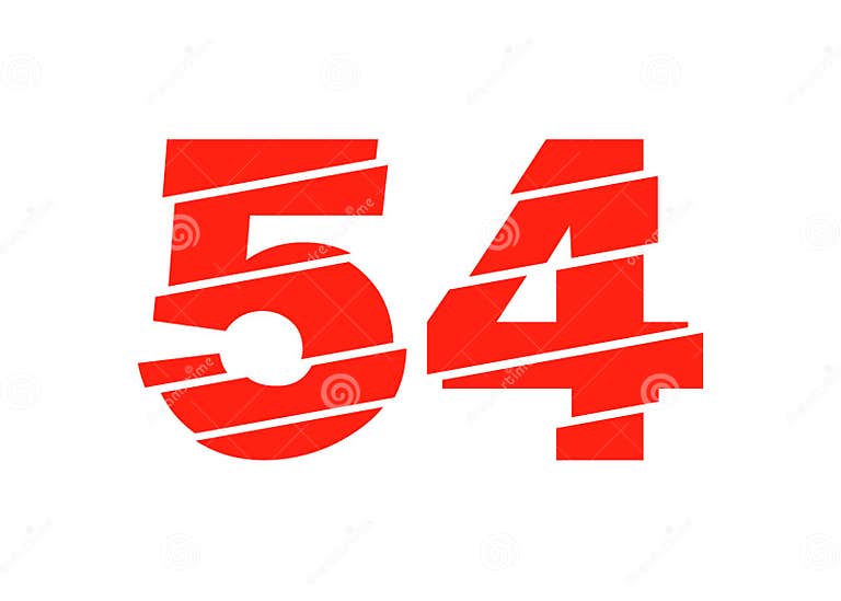 Modern Red 54 Number Design Vector Illustration. Numeral Vector Trendy ...