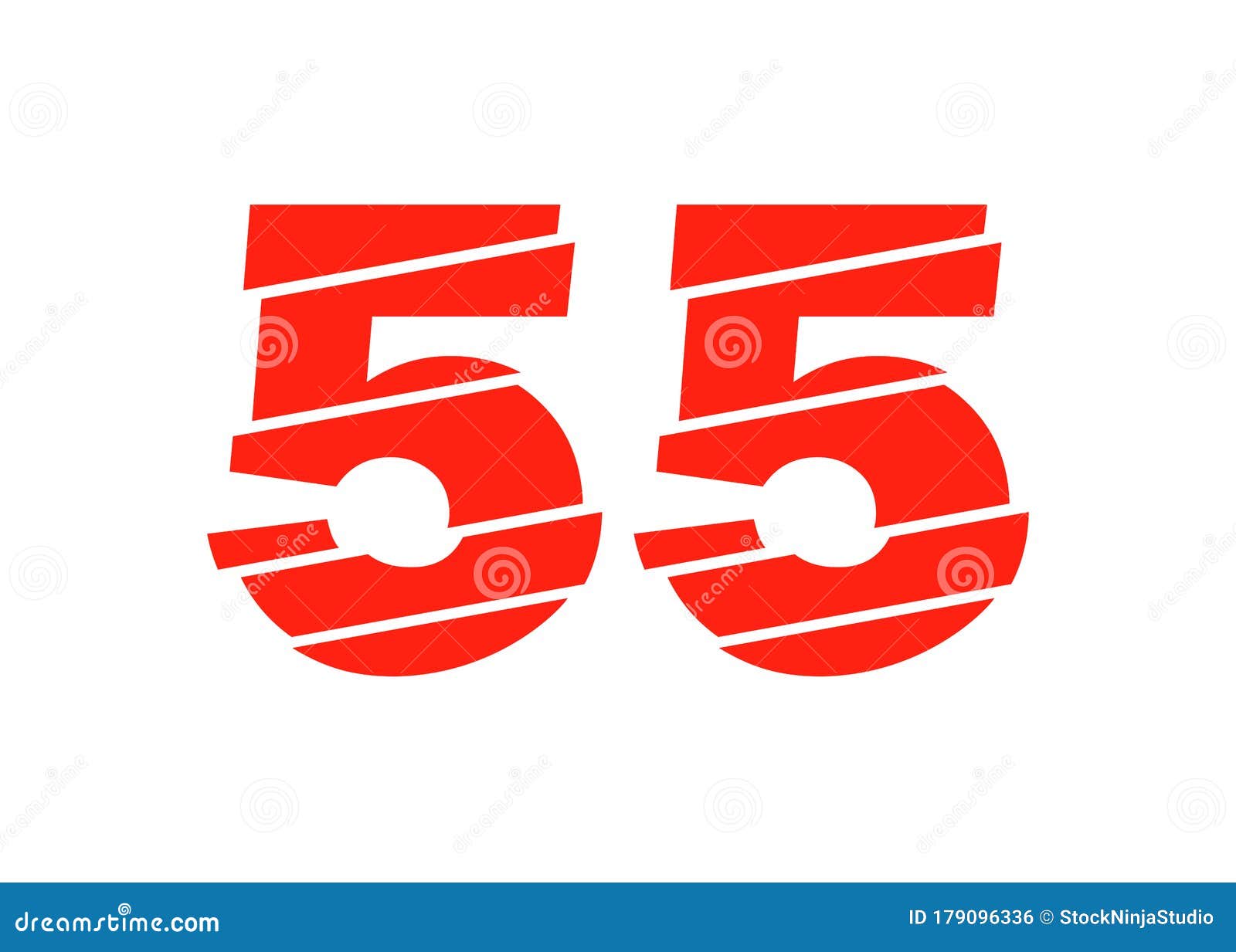 Modern Red 55 Number Design Vector Illustration. Numeral Vector Trendy ...