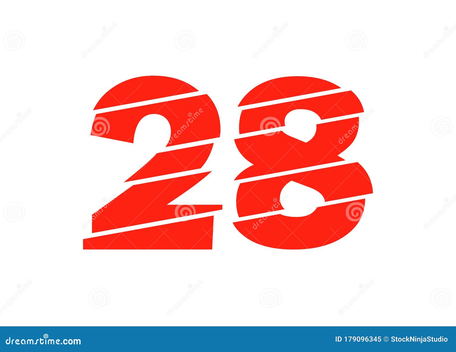 Modern Red 28 Number Design Vector Illustration. Numeral Vector Trendy ...