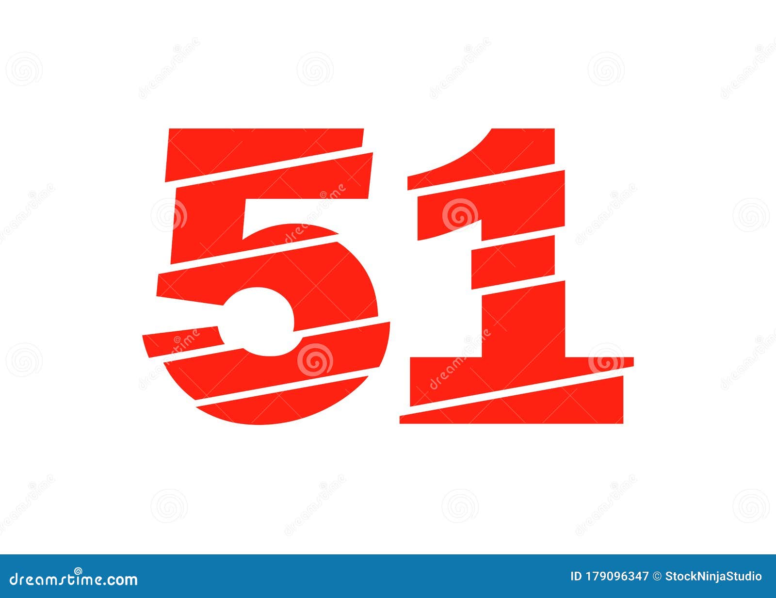 Modern Red 51 Number Design Vector Illustration. Numeral Vector Trendy ...