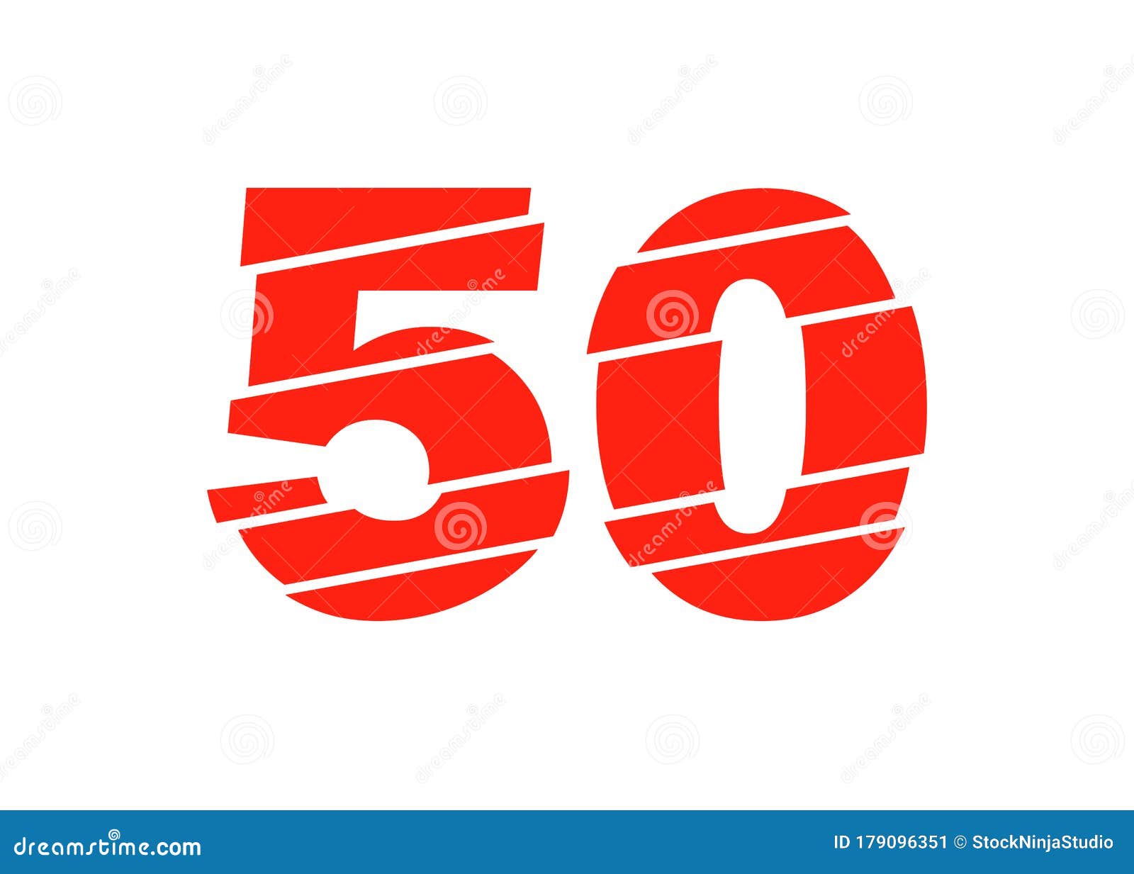 Modern Red 50 Number Design Vector Illustration. Numeral Vector Trendy ...