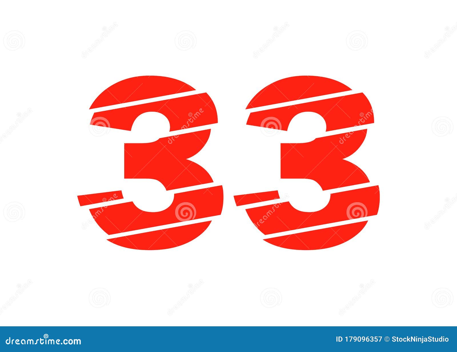 Modern Red 33 Number Design Vector Illustration. Numeral Vector Trendy ...