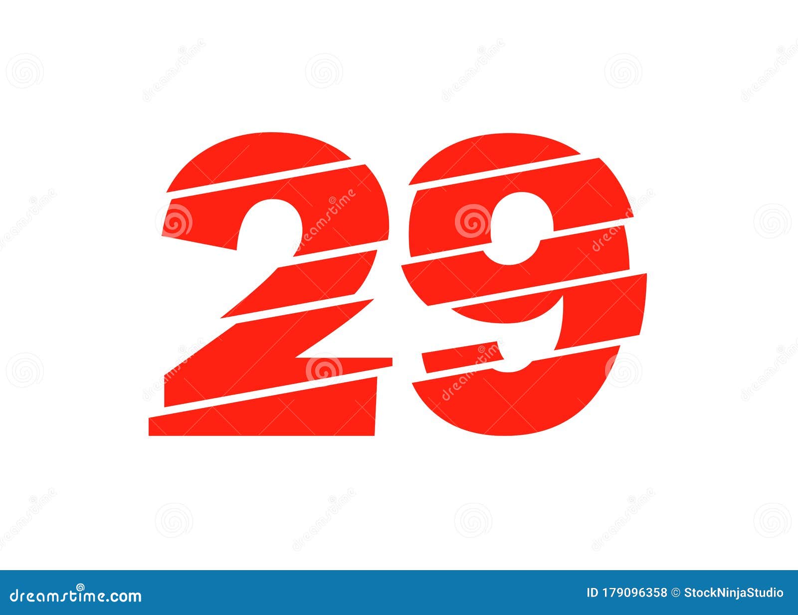 Modern Red 29 Number Design Vector Illustration. Numeral Vector Trendy ...