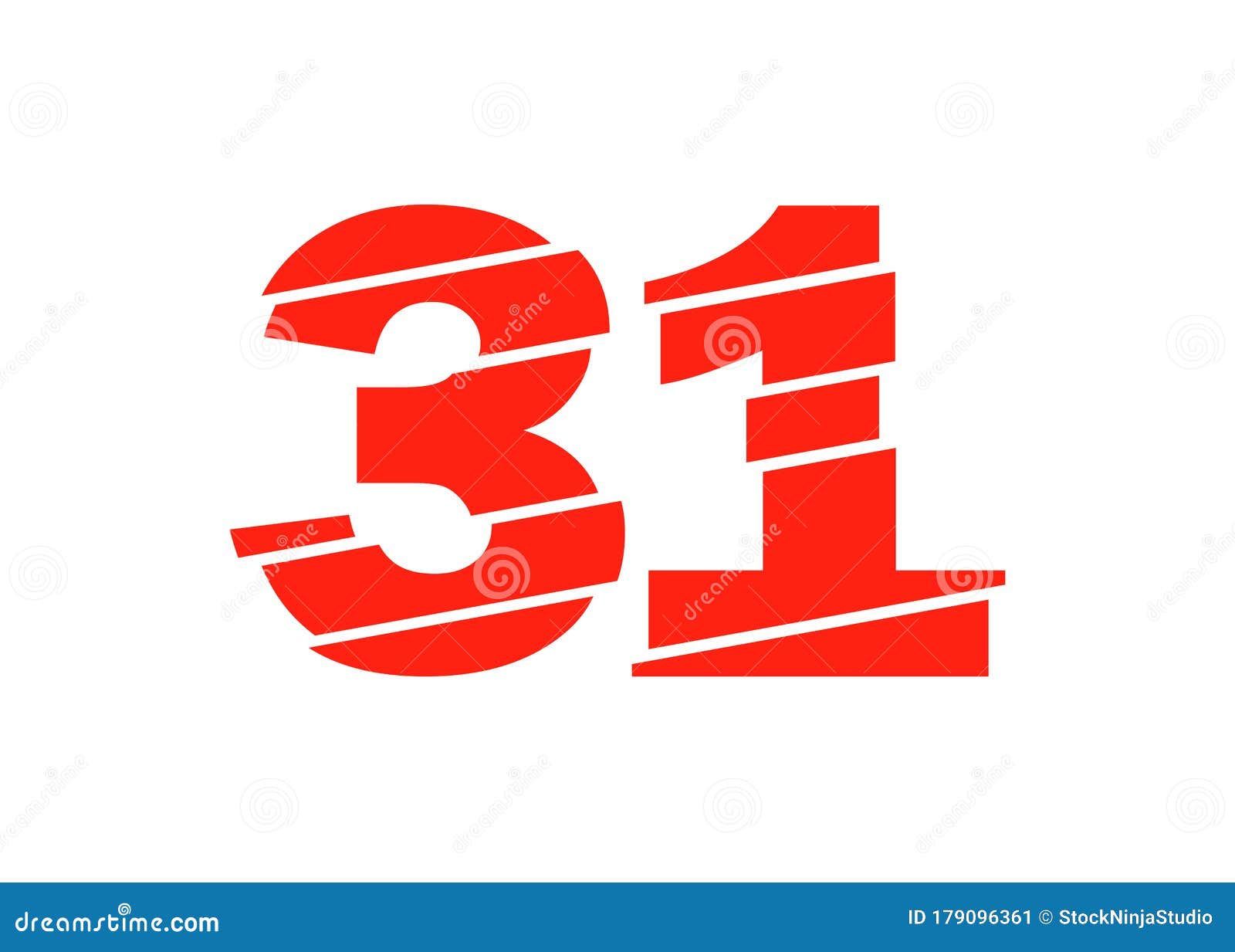 Modern Red 31 Number Design Vector Illustration. Numeral Vector Trendy ...