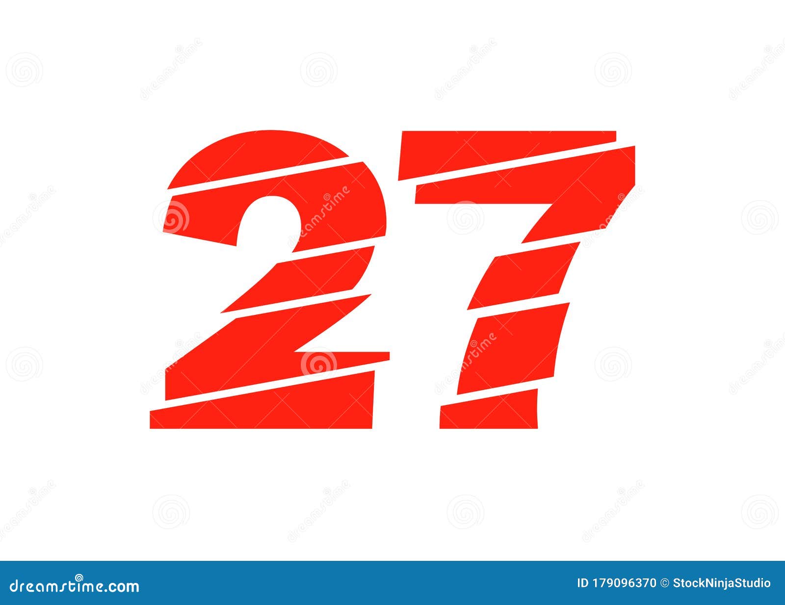 Modern Red 27 Number Design Vector Illustration. Numeral Vector Trendy ...