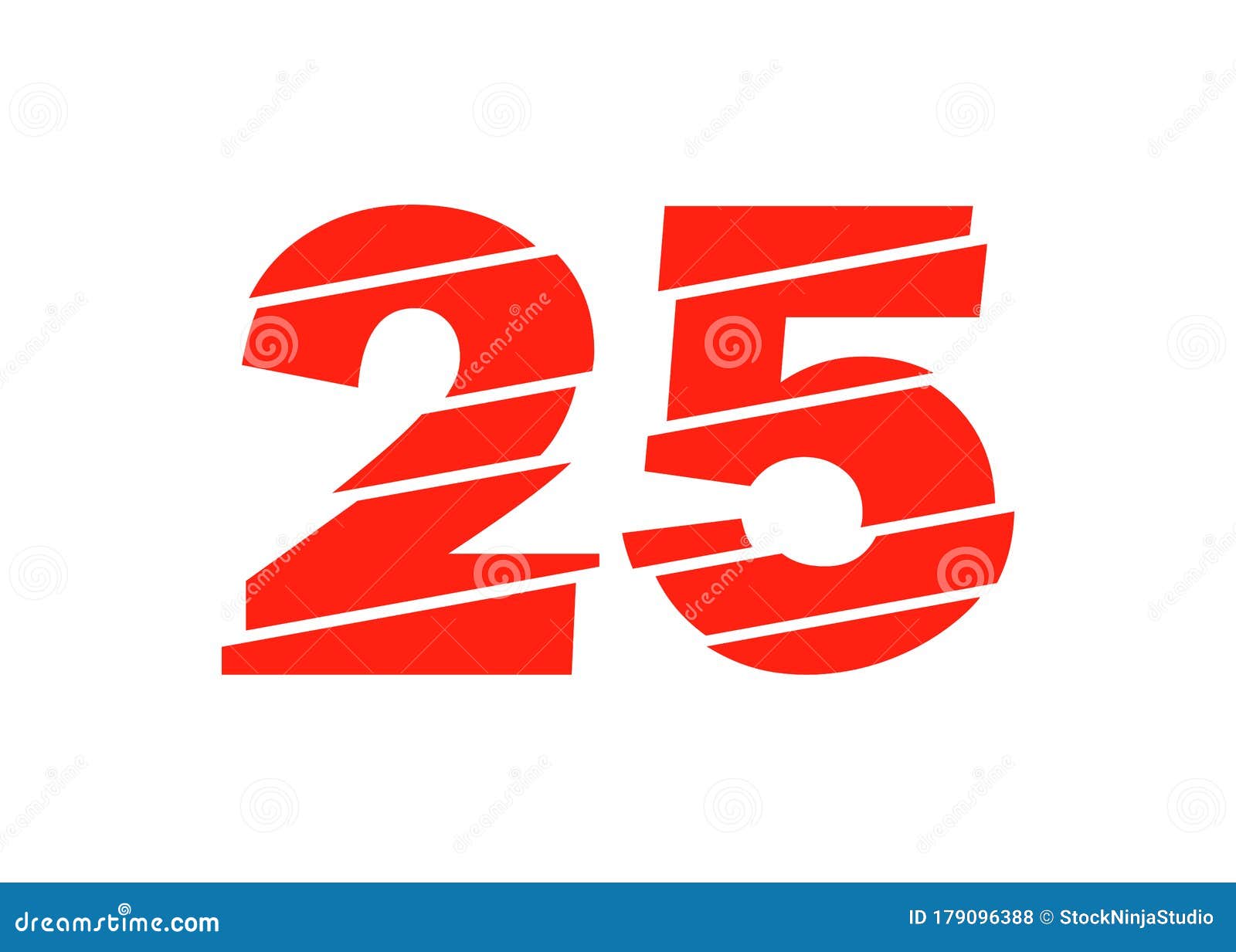 Modern Red 25 Number Design Vector Illustration. Numeral Vector Trendy ...