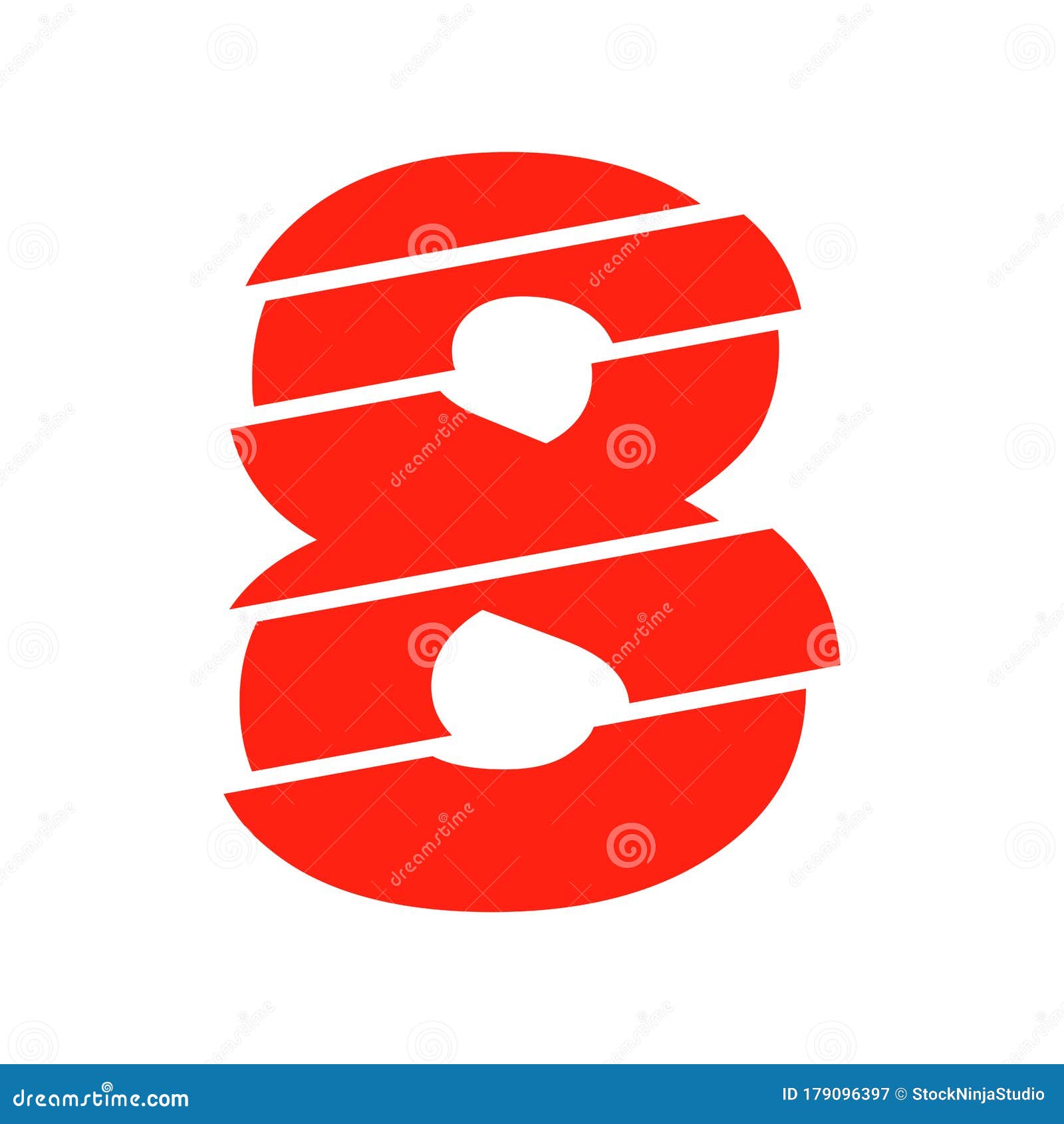Modern Red 8 Number Design Vector Illustration. Numeral Vector Trendy ...