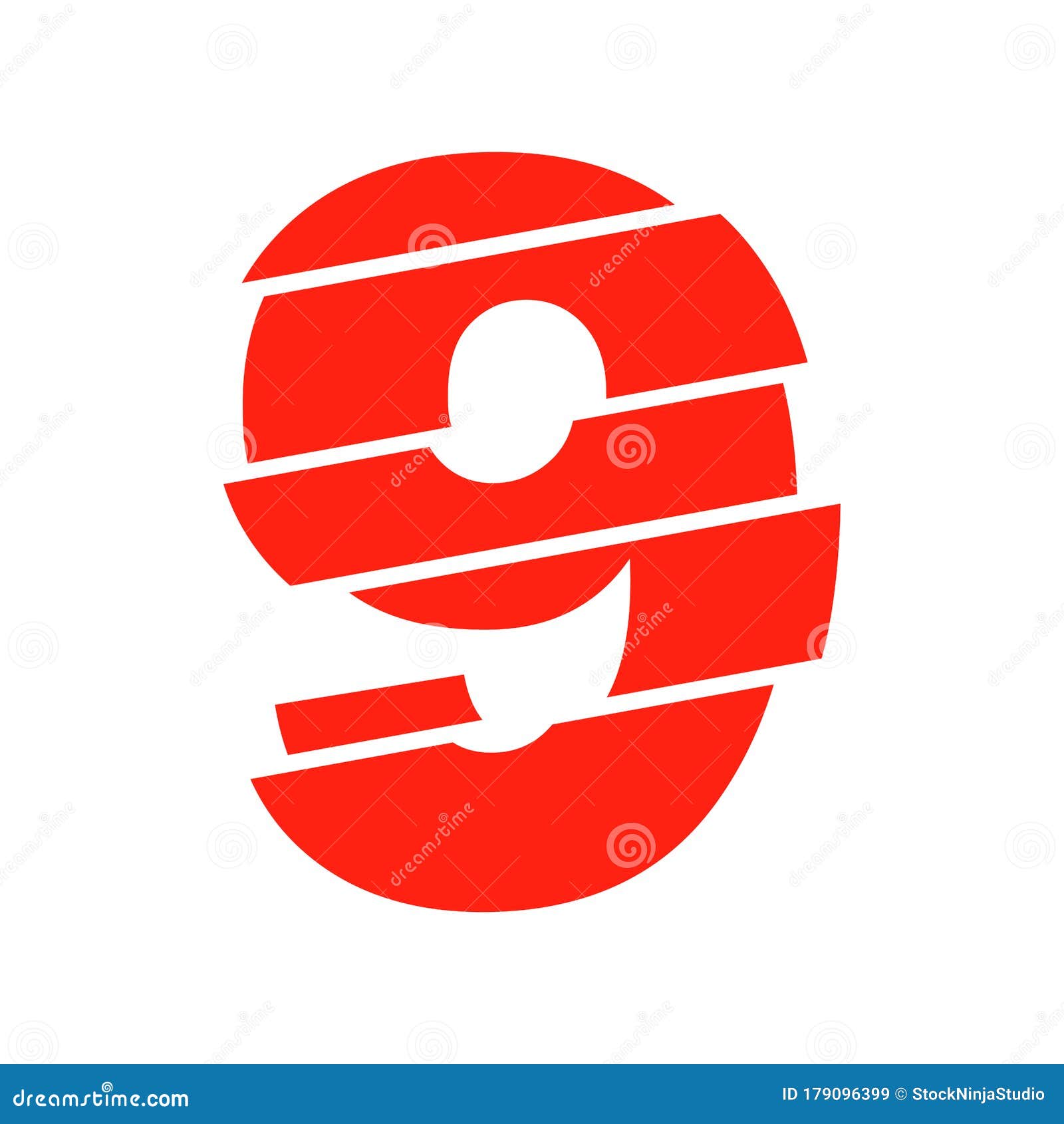 Modern Red 9 Number Design Vector Illustration. Numeral Vector Trendy ...