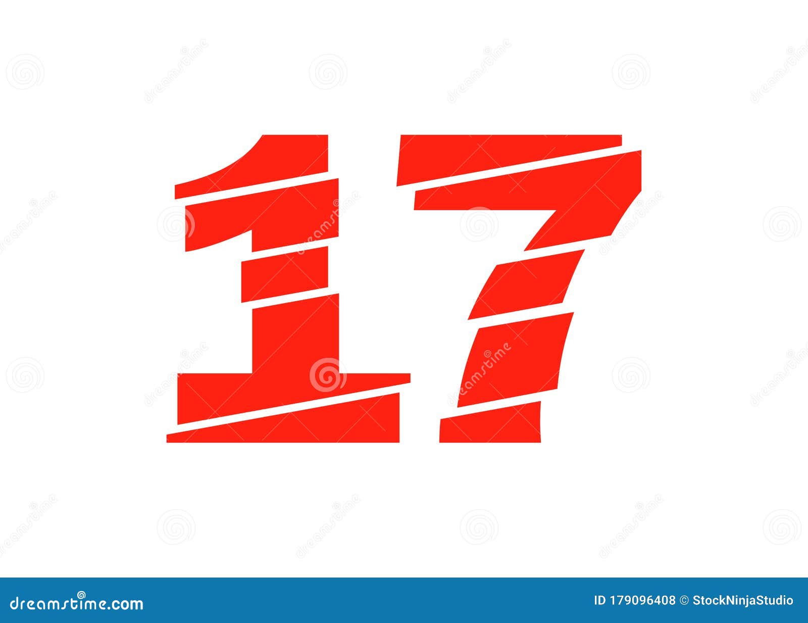 Modern Red 17 Number Design Vector Illustration. Numeral Vector Trendy ...