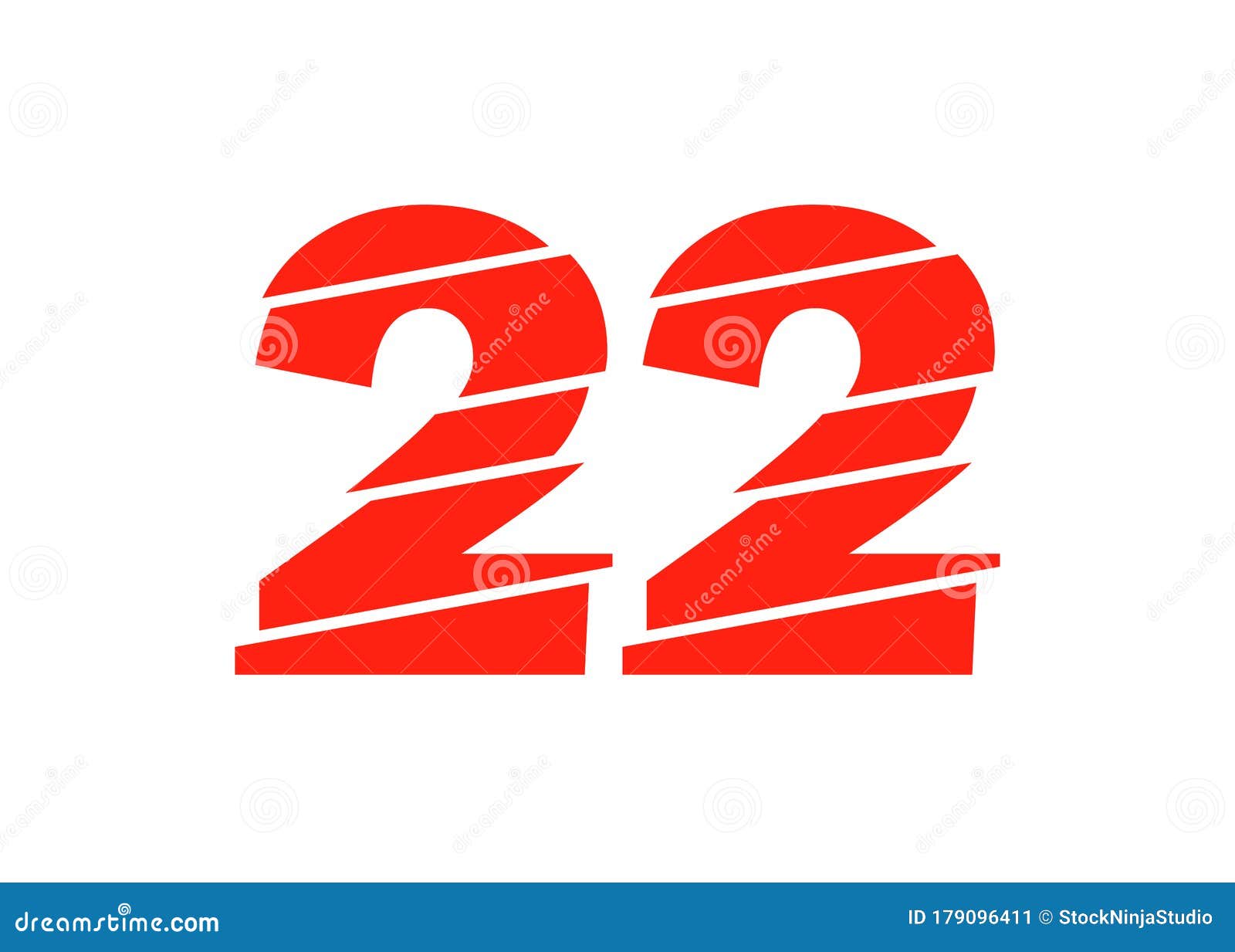 Modern Red 22 Number Design Vector Illustration. Numeral Vector Trendy ...