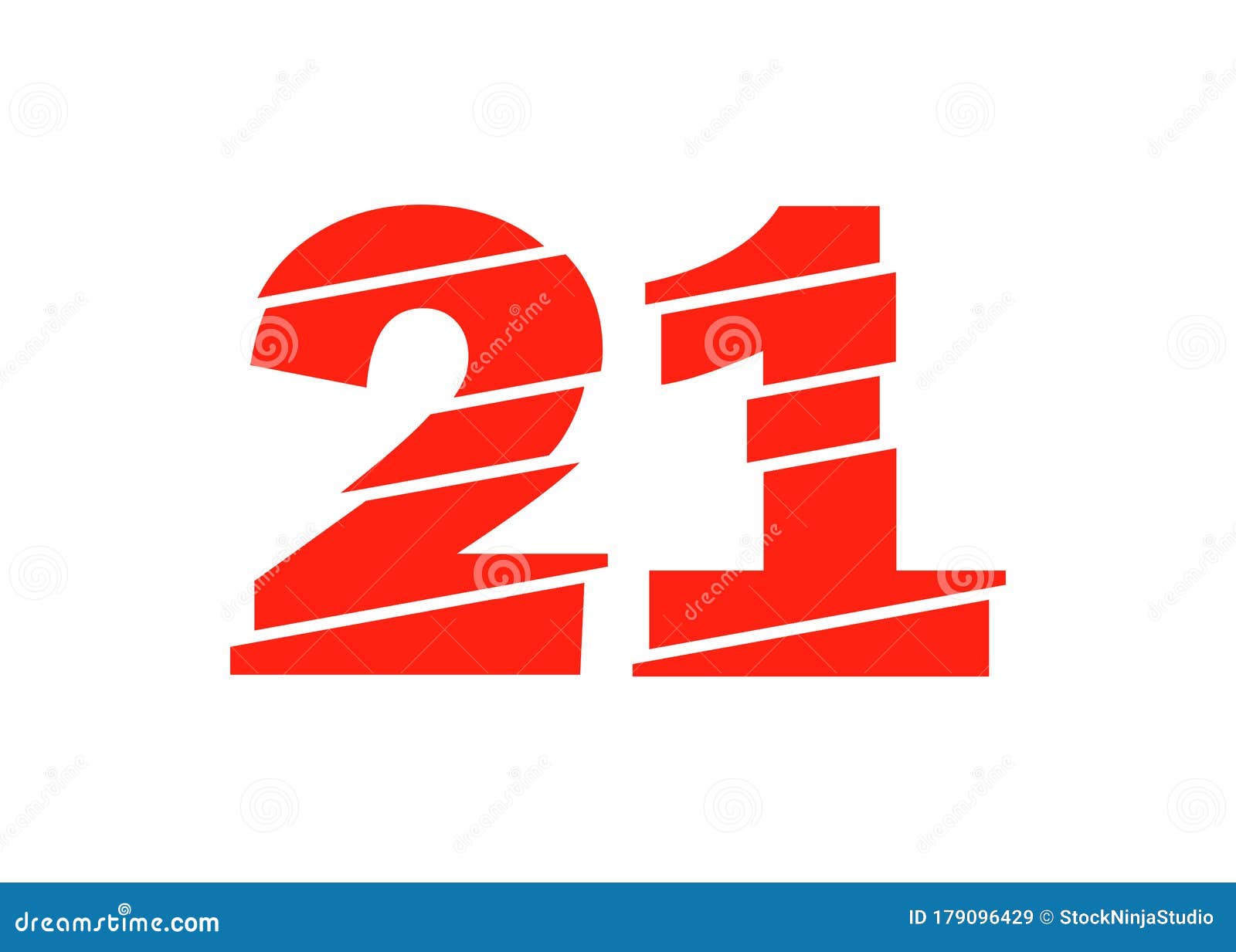Modern Red 21 Number Design Vector Illustration. Numeral Vector Trendy ...
