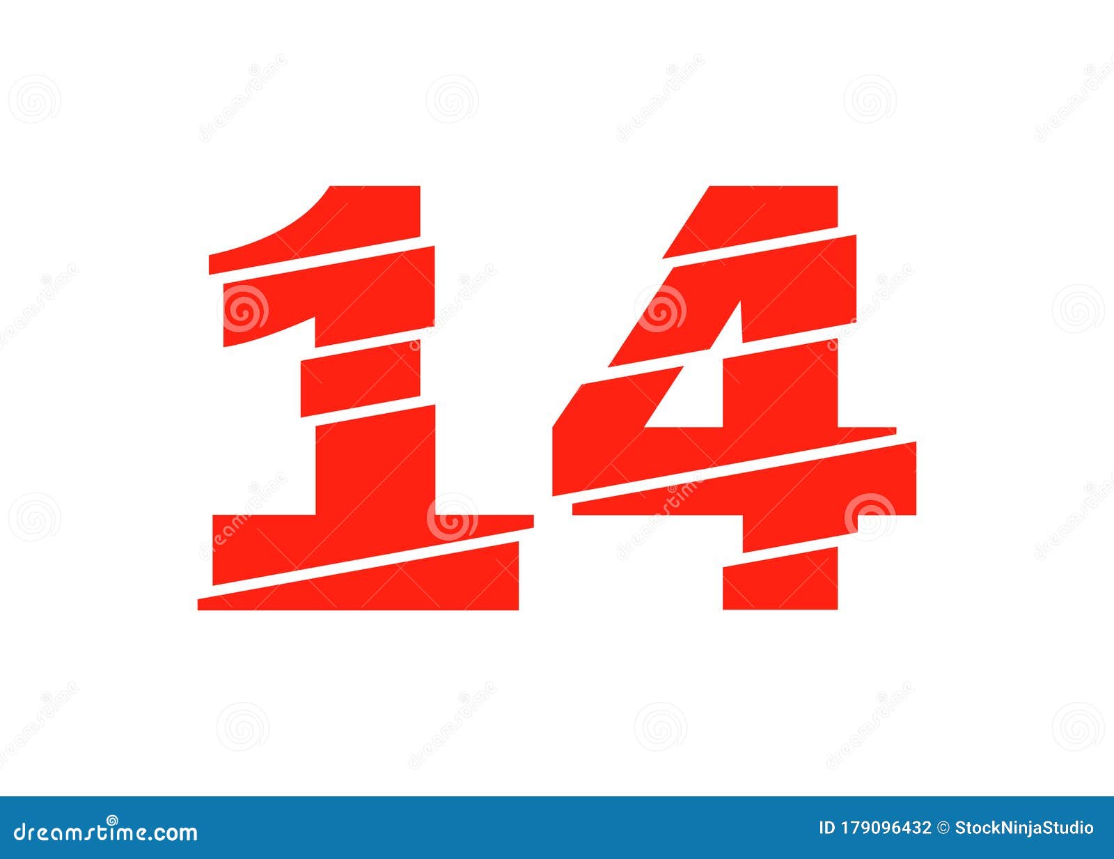 Modern Red 14 Number Design Vector Illustration. Numeral Vector Trendy ...