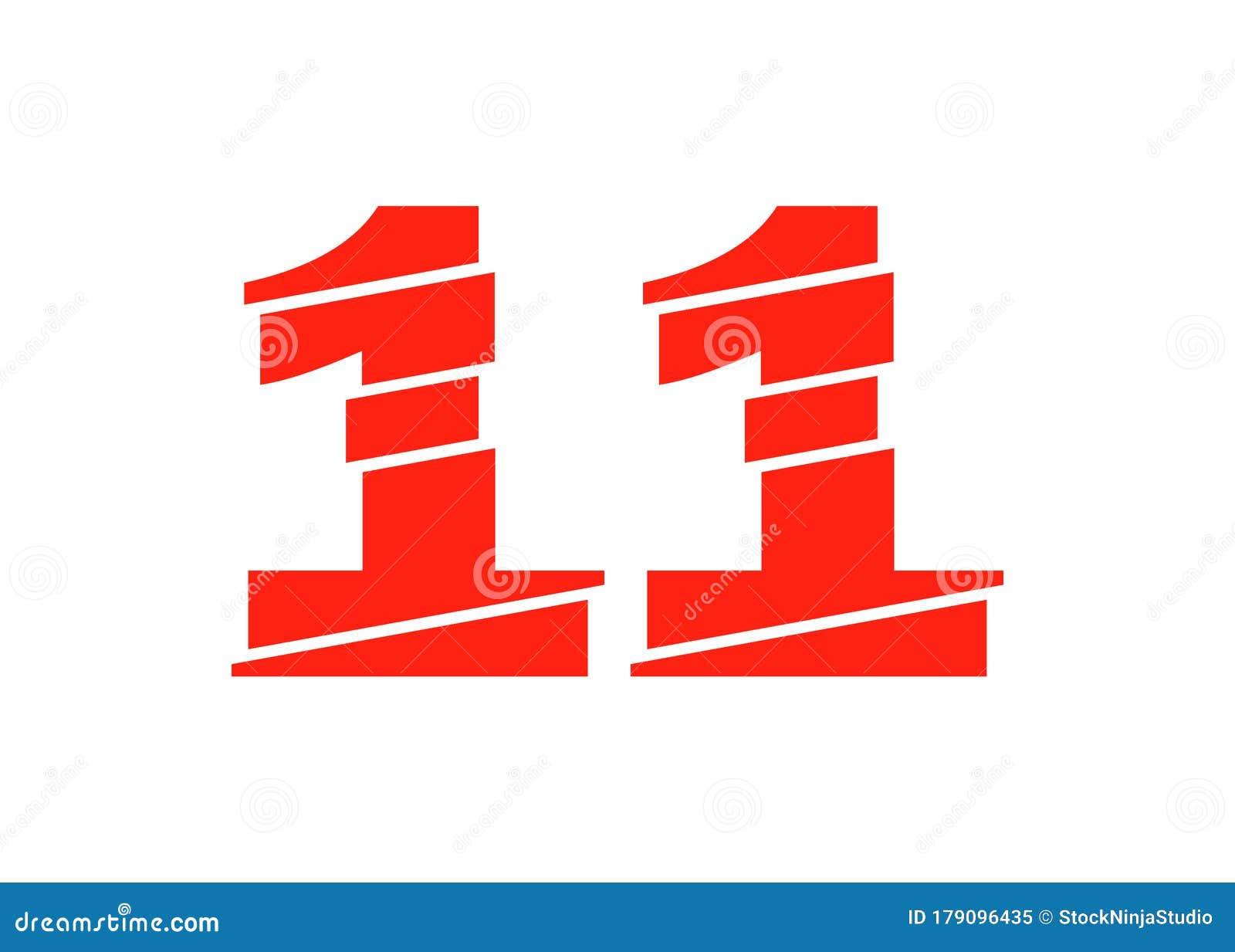 Modern Red 11 Number Design Vector Illustration. Numeral Vector Trendy ...