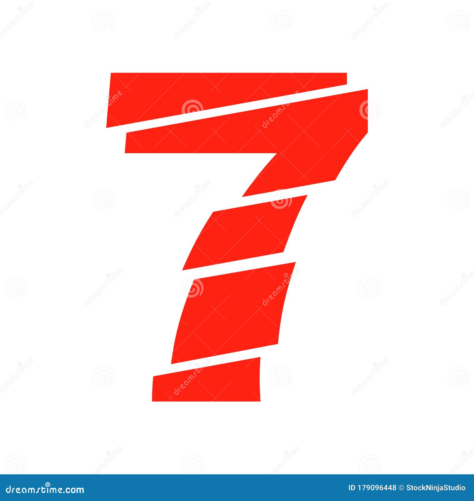 Modern Red 7 Number Design Vector Illustration. Numeral Vector Trendy ...
